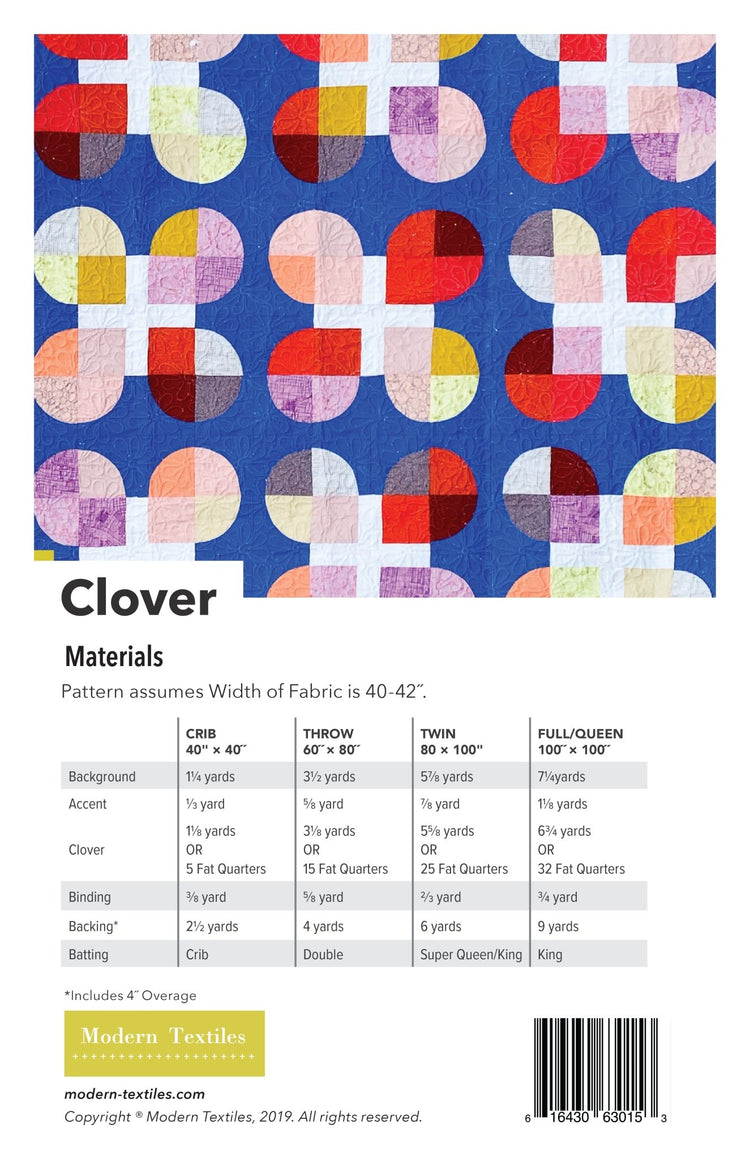 Clover Paper Pattern – Modern Textiles